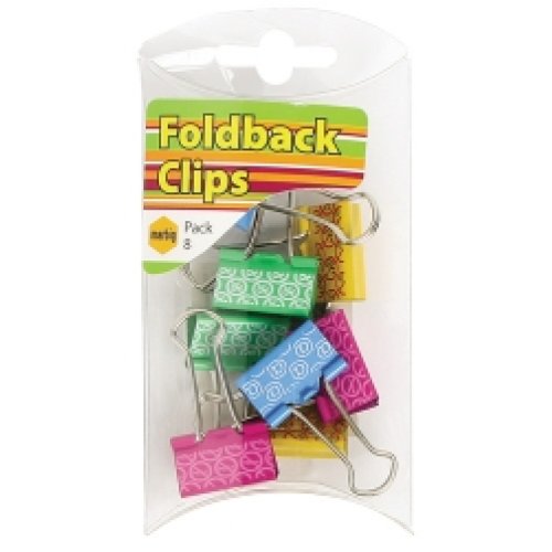 Foldback Clips Marbig 25mm Coloured (8 Pack) | Skout Office Supplies