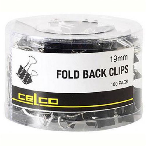 Foldback Clips - Celco - 19mm - Tub - 100 Pack | Skout Office Supplies