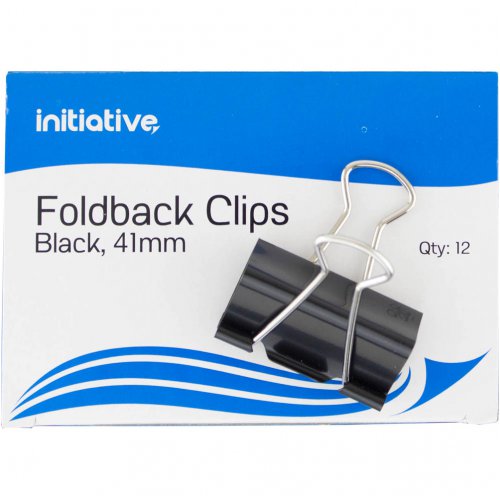 Foldback Clips - Initiative - 41mm - Black - Pack of 12 | Skout Office ...