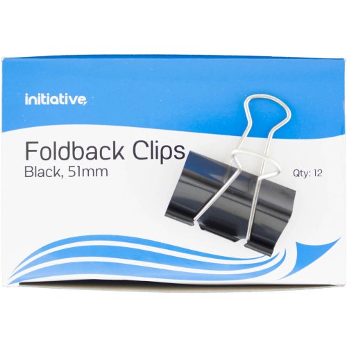 Foldback Clips - Initiative - 51mm - Black - Pack of 12 | Skout Office ...