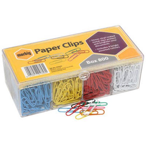 Paper Clips - Marbig - 33mm Assorted Colours - Box of 800 | Skout ...
