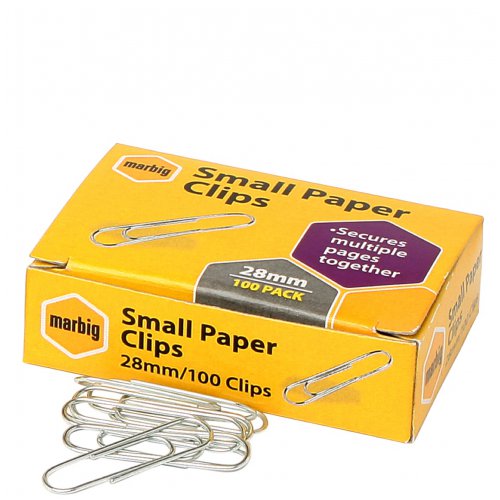 Paper Clips - Marbig - 28mm - Small Round Chrome - Pack of 100 | Skout ...