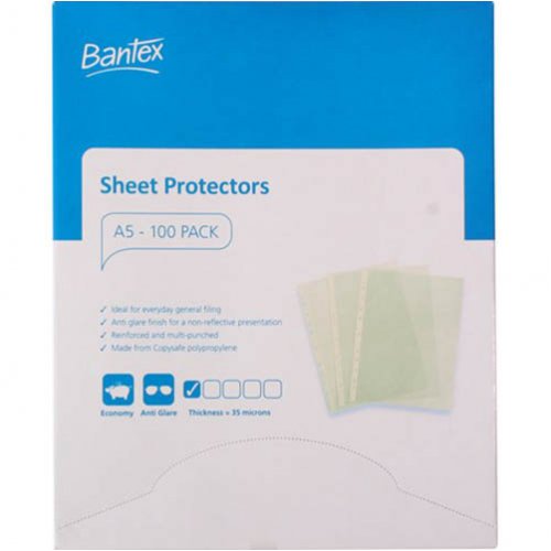 Sheet Protector - Bantex - A5 - Copysafe 35 Micron - Embossed - Box of ...