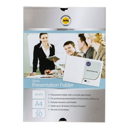 Presentation Folder - Marbig - A4 - White Gloss - Box of 50 | Skout ...