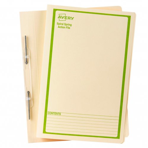 Spiral Spring File - Avery - FC - Buff printed Green - Box of 25 ...
