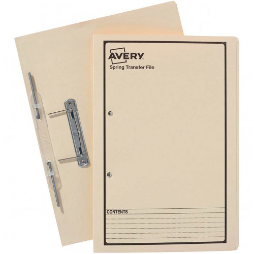 Spring Transfer File - Avery - Foolscap - Buff Printed Black - Box of ...