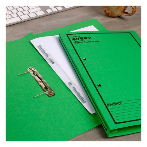 Spring Transfer File - Avery - Foolscap - Green Printed Black - Box of ...