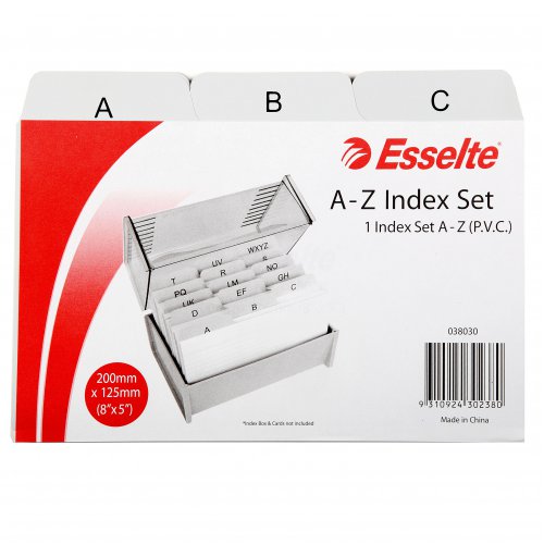 Index System Cards - Esselte - 8x5 - A-Z - PVC | Skout Office Supplies