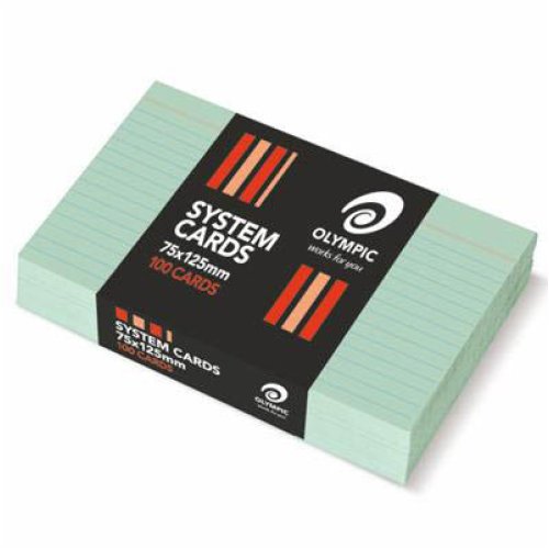System Cards - Olympic - 5x3 (125x75mm) - Ruled Green - Pack of 100 ...