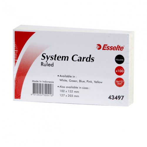 System Cards - Esselte - 5x3 (127x76mm) - Ruled Yellow - Pack of 100 ...