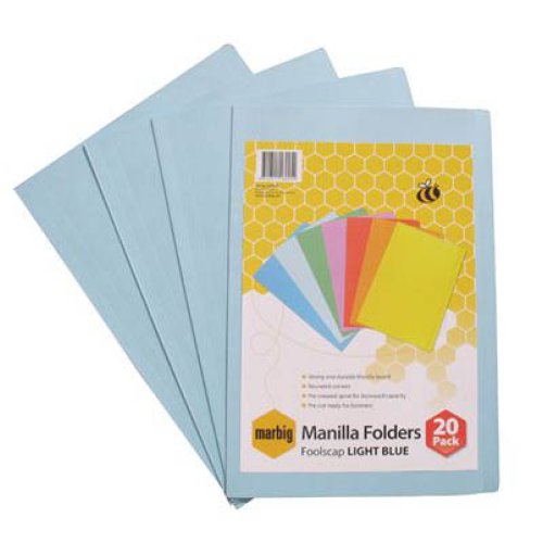 Manilla Folder - Marbig - Foolscap - Light Blue (Pack of 20) | Skout ...