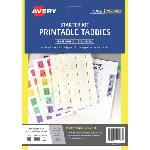 Printable Tabbies - Avery - A4 - 48 Colour Tabs + White - L7431 | Skout ...