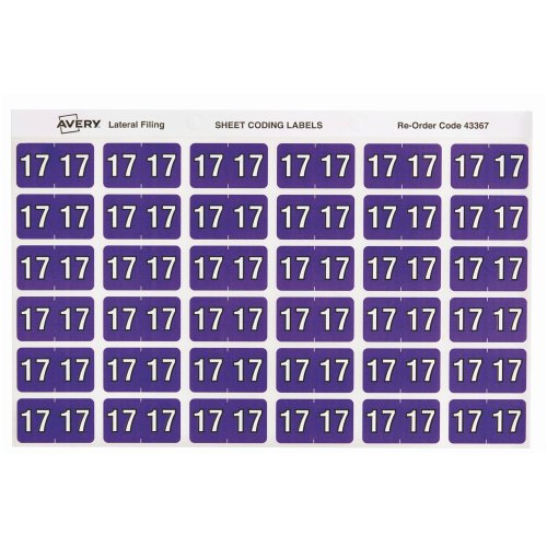 Side Tab Label - Avery - 25x38mm - Purple - Year Code 17 - Pack of 180 ...