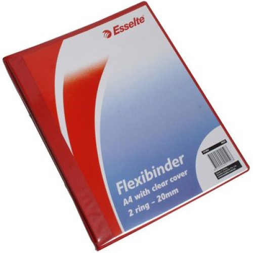 Flexi Binder - Esselte - A4 - 2 O Ring 20mm - Red w/ Clear Cover ...