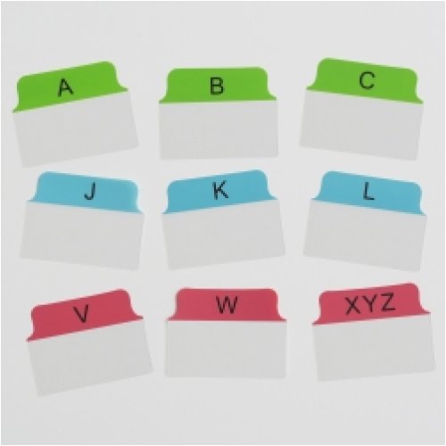 Tabs - Alphabet A-Z 50x38mm - Green/Blue/Red - Pack of 48 | Skout ...