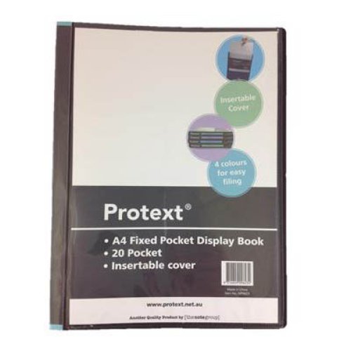 Display Book - Protext - A4 - Fixed Insert Cover/spine - 20PG - Black ...