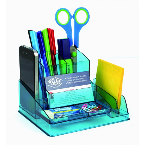 Desk Organiser - Italplast - Translucent - Blue | Skout Office Supplies