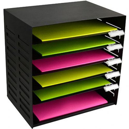 Stationery Rack - Italplast - Metal - Adjustable - 6 Tier - Black ...