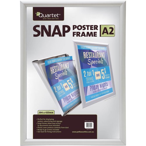 Snap Poster Frame - Quartet - A2 - Silver | Skout Office Supplies
