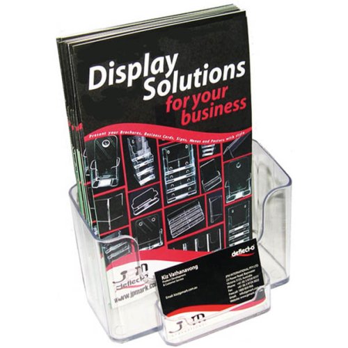 Brochure Holder - Deflecto - A5 - With Business Card Holder - Portrait | Skout Office Supplies