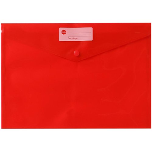 Document Wallet - Marbig - A4 - Button - Red | Skout Office Supplies