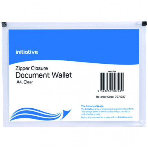 Document Wallet - Initiative - A4 - PP With Zipper - Clear | Skout ...
