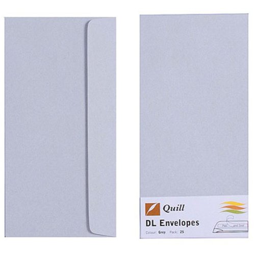 Envelopes - Quill - DL - 80gsm - Grey - Pack of 25 | Skout Office Supplies
