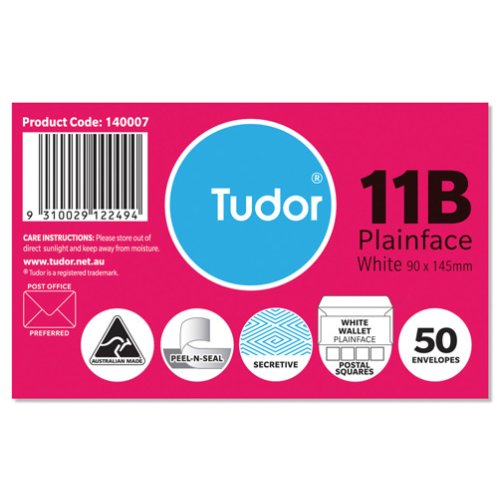 11B Envelopes - Tudor - S/Seal - White - Box of 500 | Skout Office Supplies