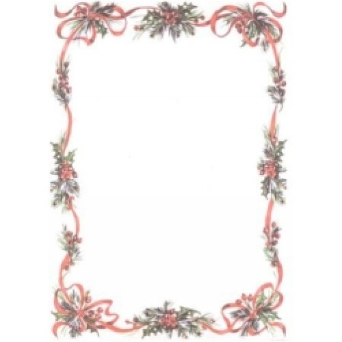 Paper Geo Xmas A4 Ribbon Holly& Pine Border Pk25 | Skout Office Supplies