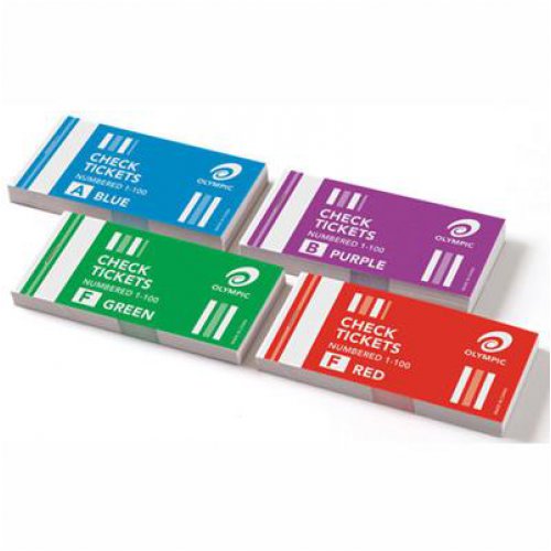 Check Tickets Books - Olympic - 1-100 - Box of 72 | Skout Office Supplies
