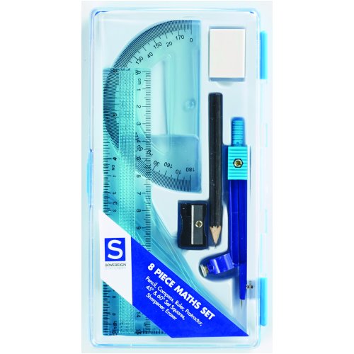 Maths Set - Sovereign - 8 Pce (Sturdy Plastic Box) | Skout Office Supplies