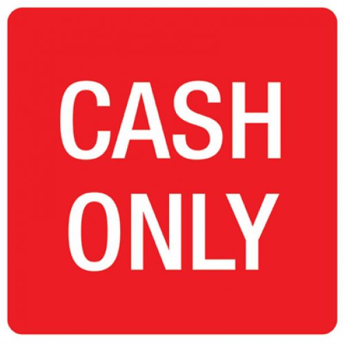 Cash Only Sign - Apli - Self Adhesive | Skout Office Supplies