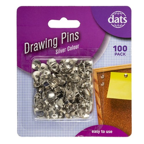 Drawing Pins - Dats - Silver - Pack of 100 | Skout Office Supplies
