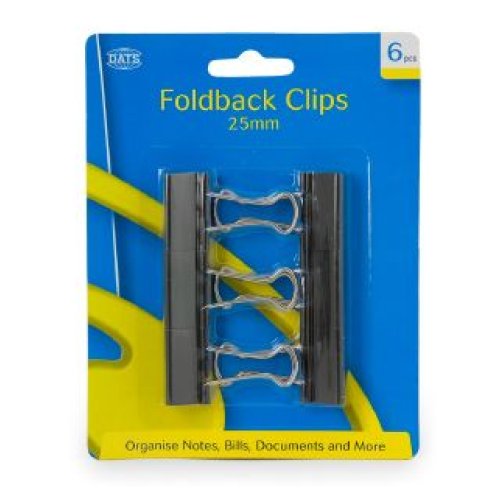 Foldback Clips - Dats - 25mm - Pack of 6 | Skout Office Supplies