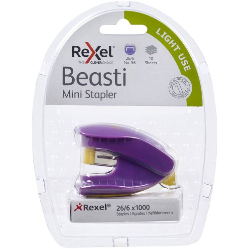 Rexel - Beasti Mini Stapler - Purple / Yellow | Skout Office Supplies