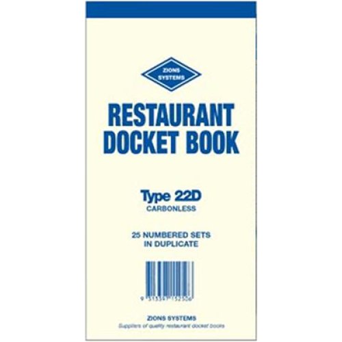 Restaurant Docket Book - Zions - 22D - Duplicate - 200x100mm | Skout ...