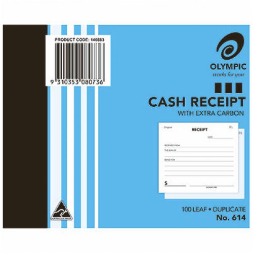 Cash Receipt Book - Olympic - No.614 - 125x100mm - Duplicate - 100 Leaf ...