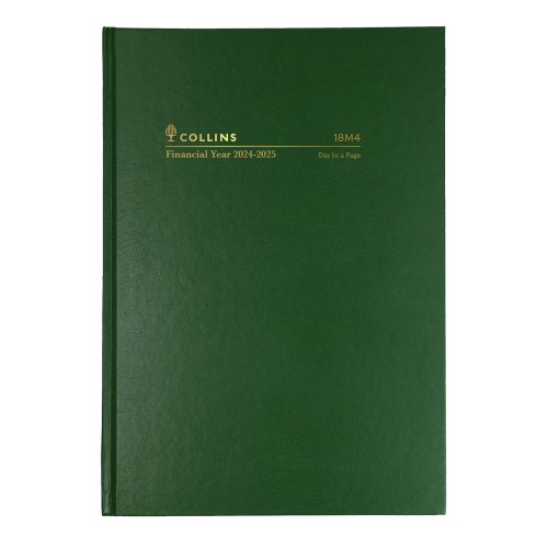 Financial Year Diary - Collins - A5 - 18M4 - Day To Page - Green - 2024 ...