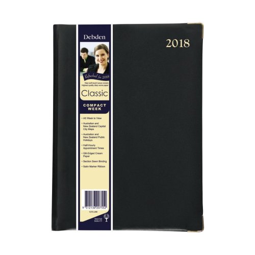 Diary Debden Classic A5 1270 Compact Week-To-Opening Black 2018 | Skout ...