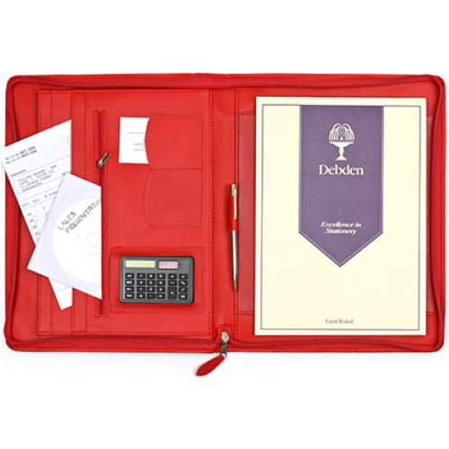 Compendium - Debden - A4 - PU Zipper - Executive Portfolio - Red ...
