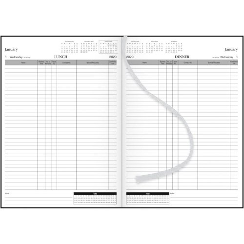 Table Booking Diary - Milford - A4 - 2020 - Black | Skout Office Supplies