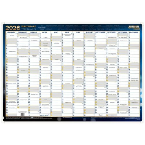 Year Planner 2026 - Writeraze - Laminated - 700mmx500mm - QC2 Executive ...