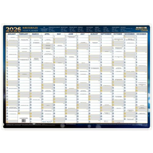 Year Planner - 2026 - Writeraze - Laminated - Framed - 700x1000mm ...