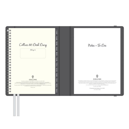 Diary - Collins - A5 - Plan + Note Pro - Week To View - 2026 - Charcoal ...