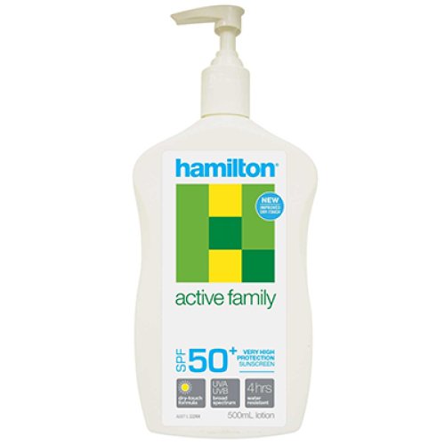 Sunscreen - Hamilton - Active Family Lotion - SPF50 - 500ml Bottle ...