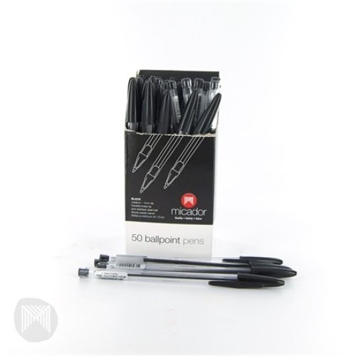 Ballpoint Pen - Micador - Medium 1.0mm - Black - Box of 50 | Skout ...