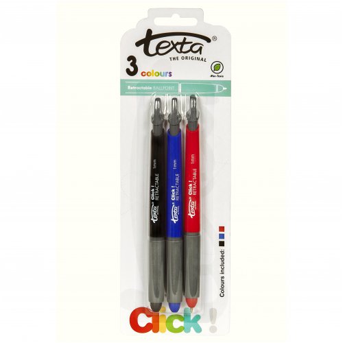 Ballpoint Pen - Texta - Retractable - 1.0mm - Assorted Colours - Pack ...