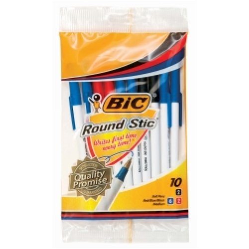 Pen Bic Bp Round Stic 6XBLUE 2X Blk 2X Red (Pack of 10) | Skout Office ...