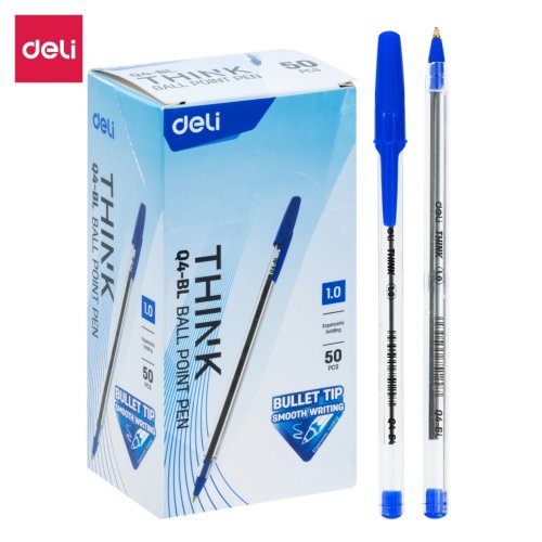 Deli - Blue Ballpoint Capped Pen - Box 50 | Skout Office Supplies