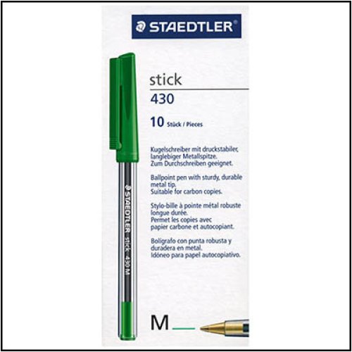 Ballpoint Pen - Staedtler - 430 - Stick - Medium - Green | Skout Office ...